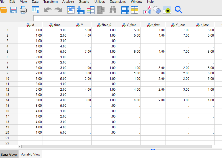 How can I capture the first and last non-missing value of a variable by id?